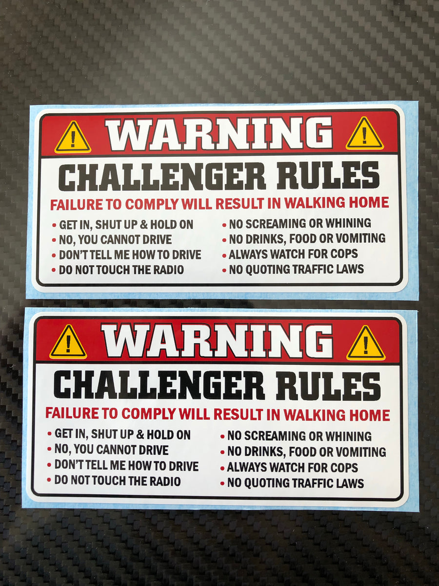 Set of Two Sun Visor Warning Stickers – Merrick Motorsports